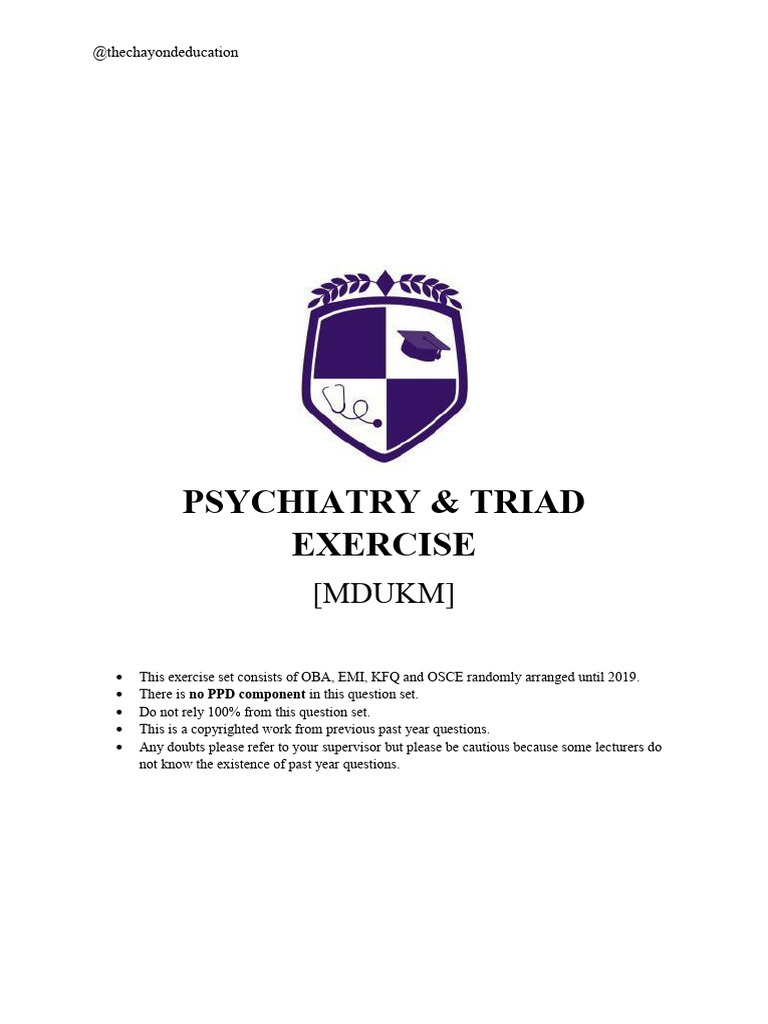 TCE Psychiatry Triad Exercise | PDF