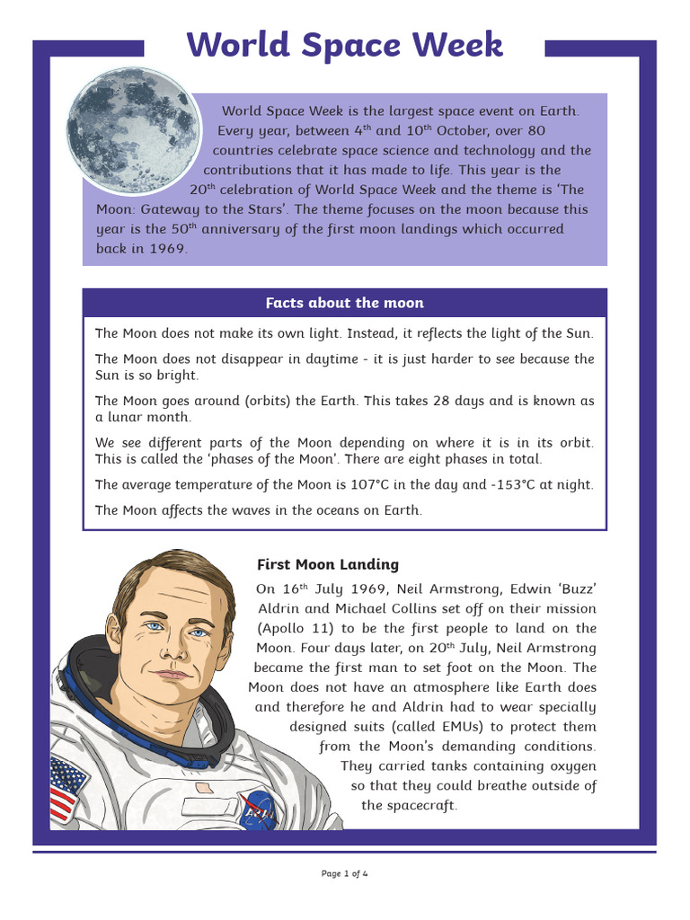 Space Week: Celebrating the Moon | PDF | Moon | Apollo 11