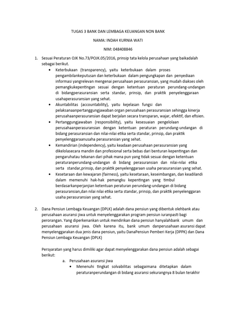 Tugas 3 Bank Dan Lembaga Keuangan Non Bank Indah | PDF | Bisnis