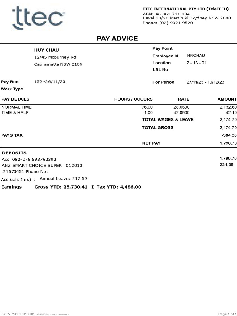 Payslip 2711-1012 | PDF