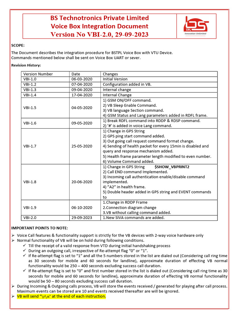 Voice Box Integration Guide VBI-2.0 | PDF | Transmission Control ...