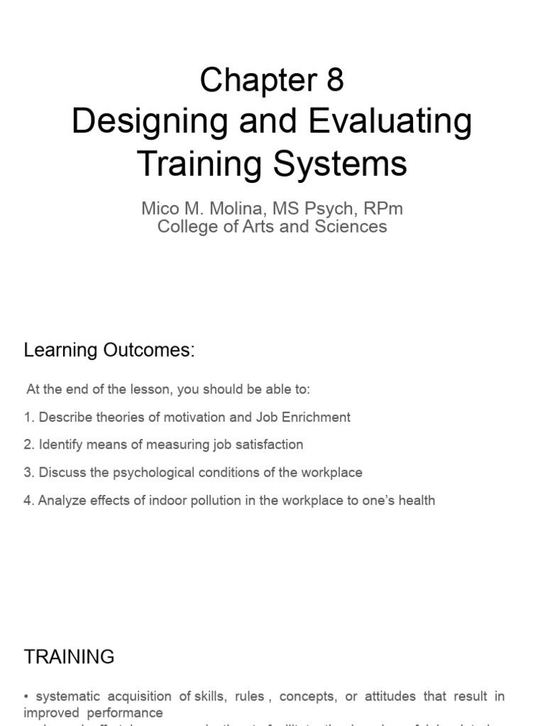 Psy 112 Chapter 8 Designing and Evaluating Training Systems | PDF | Web ...
