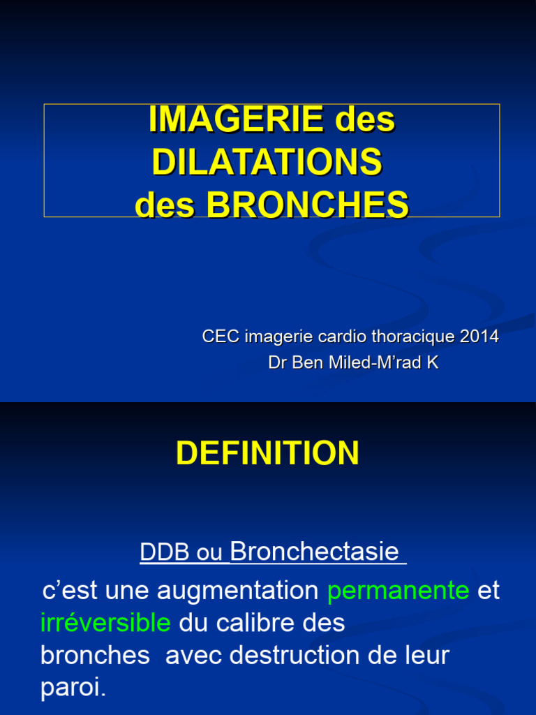 Imagerie Des Dilatations Des Bronches Pdf Pneumologie Spécialités