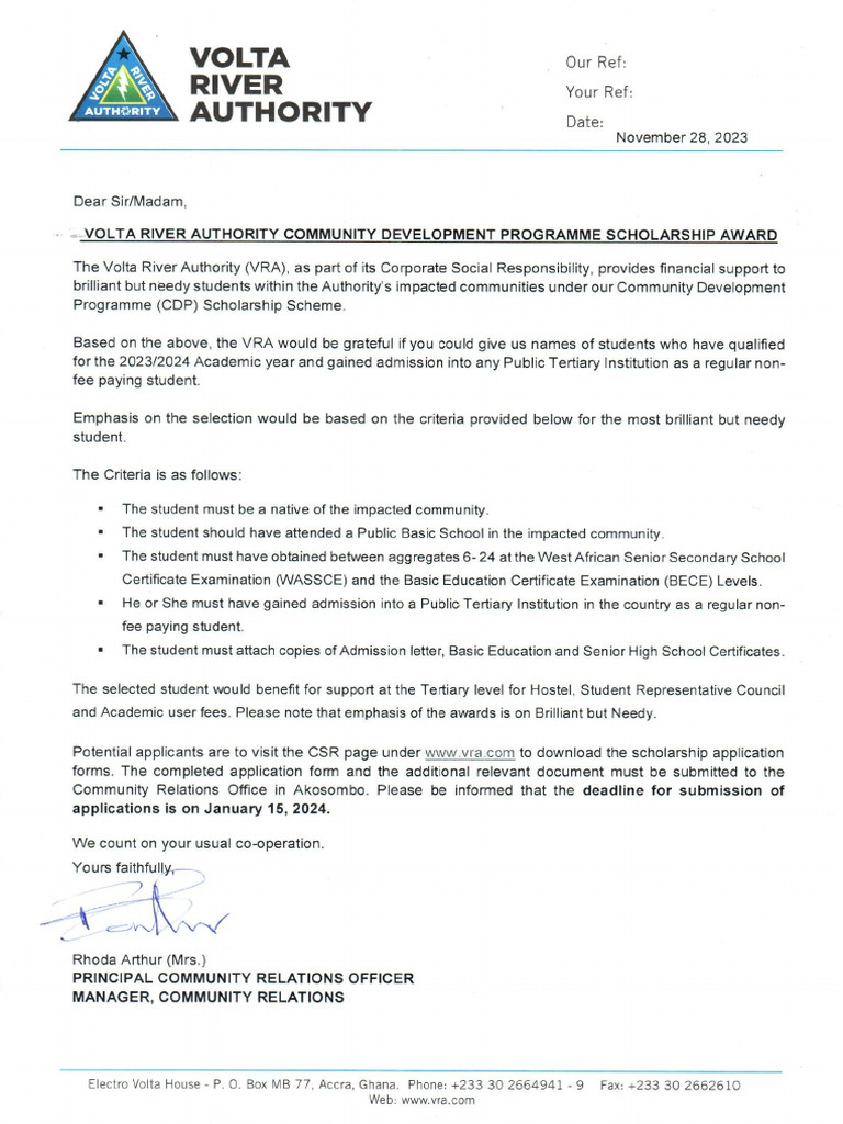 Vra Scholarship | PDF