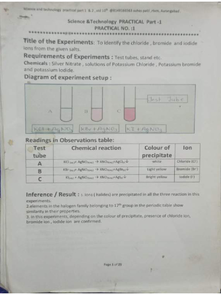 SCIENCE -1 PRACTICALS | PDF