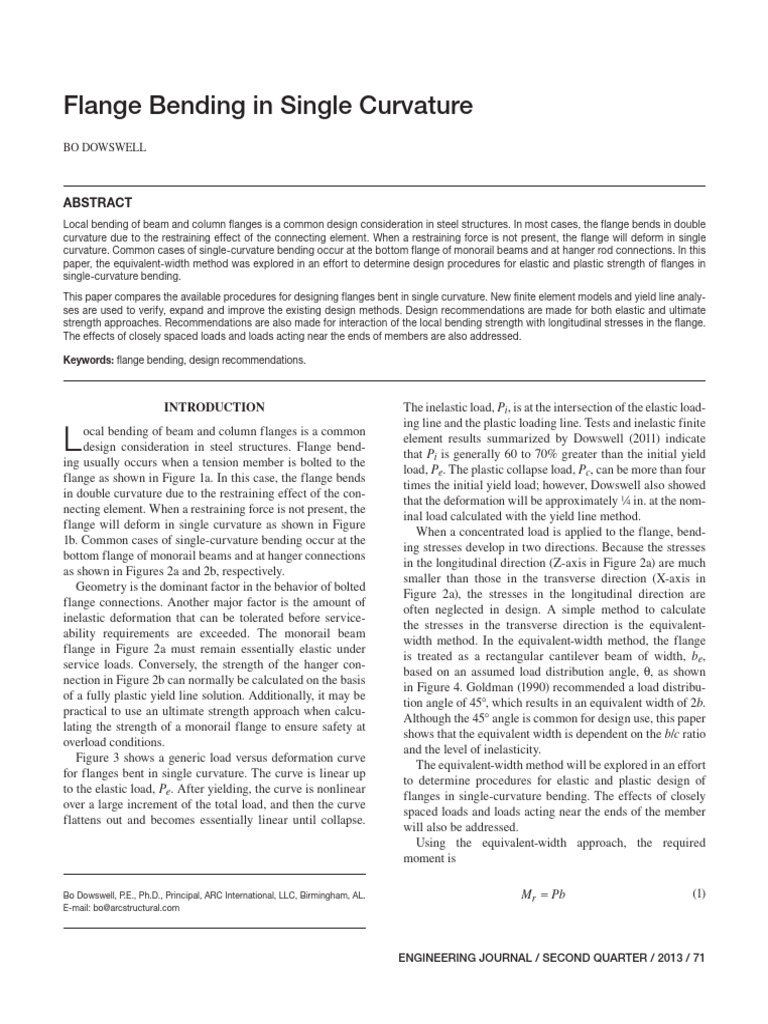 Dowswell Bo - Flange Bending in Single Curvature | PDF | Bending | Strength Of Materials