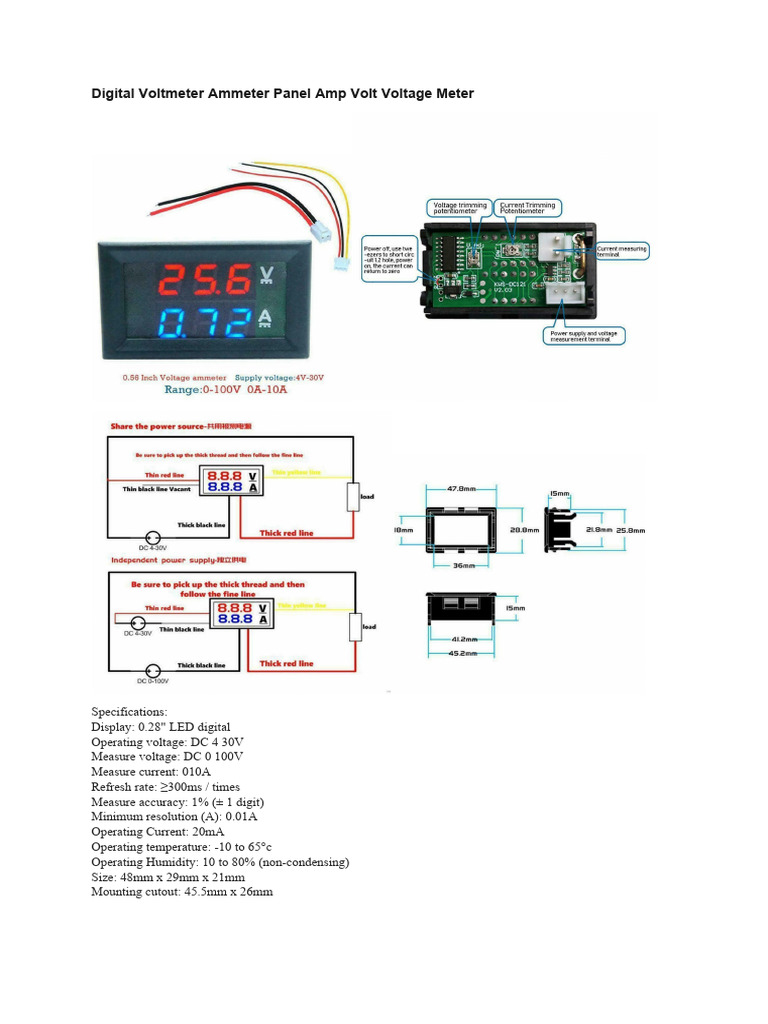 Digital Voltmeter/Ammeter Specs | PDF