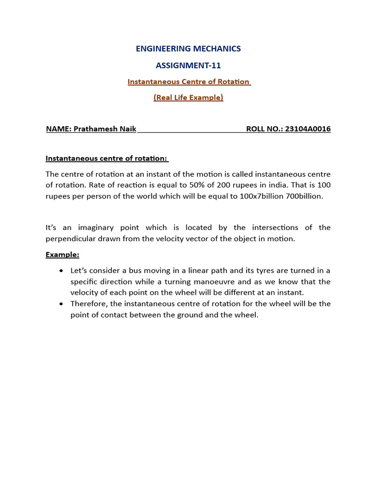 ENGINEERING MECHANICS Assignment-11 | PDF