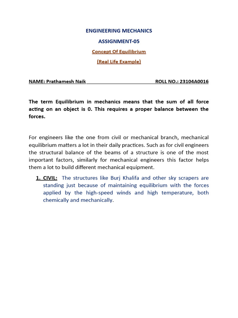 ENGINEERING MECHANICS Assignment 05 | PDF