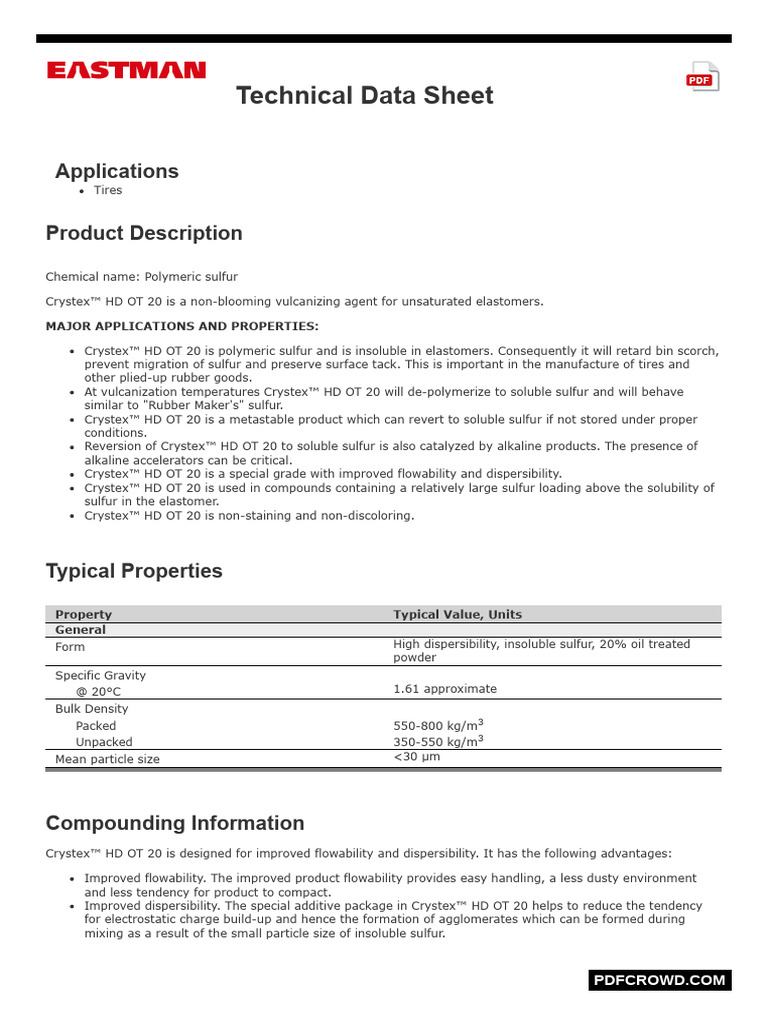 Crystex HD Ot 20 PDS Eastman | PDF