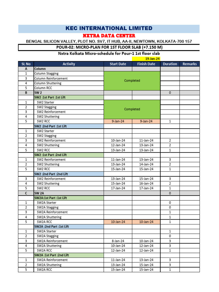 Micro-Plan of Main DC Building First Floor Level Slab Pour-01 | PDF