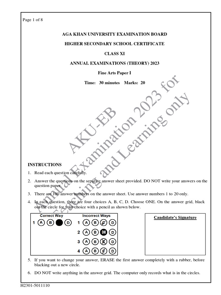 Fine Arts XI Paper I 2023 | PDF | Paintings