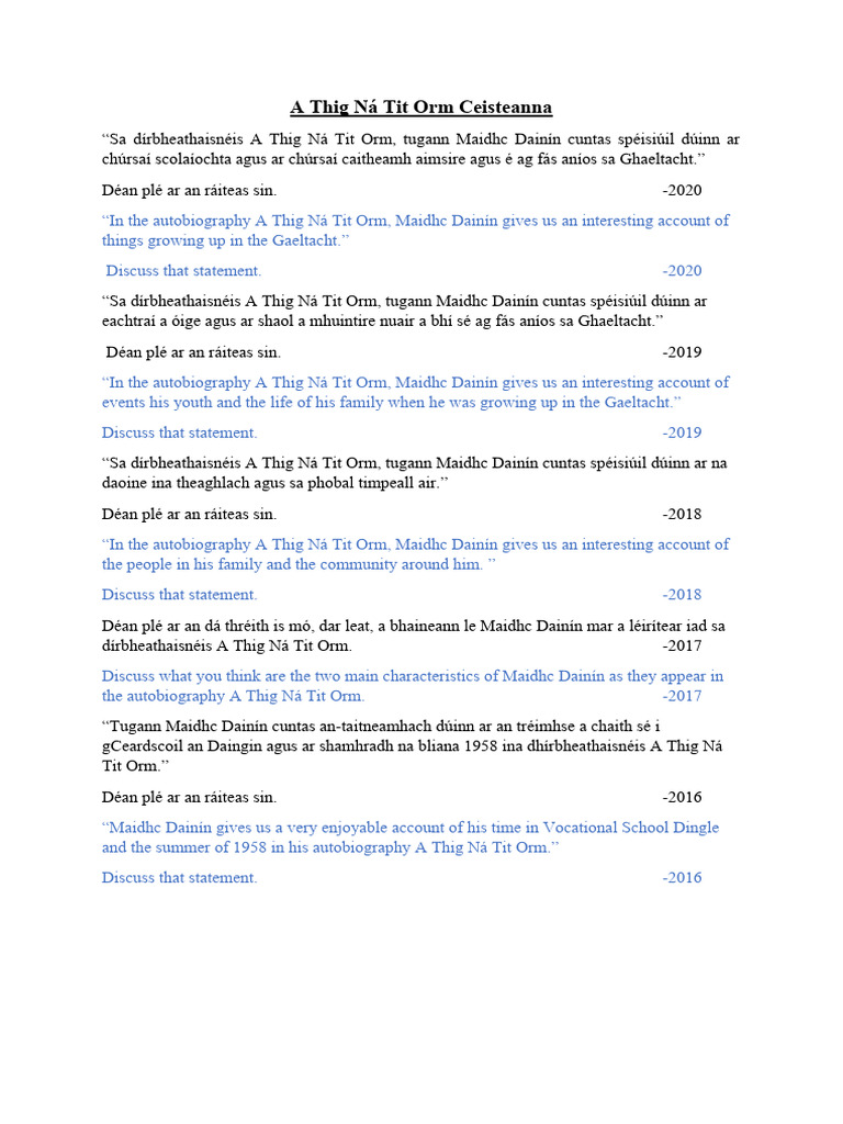 Insights from A Thig Ná Tit Orm | PDF | Travel
