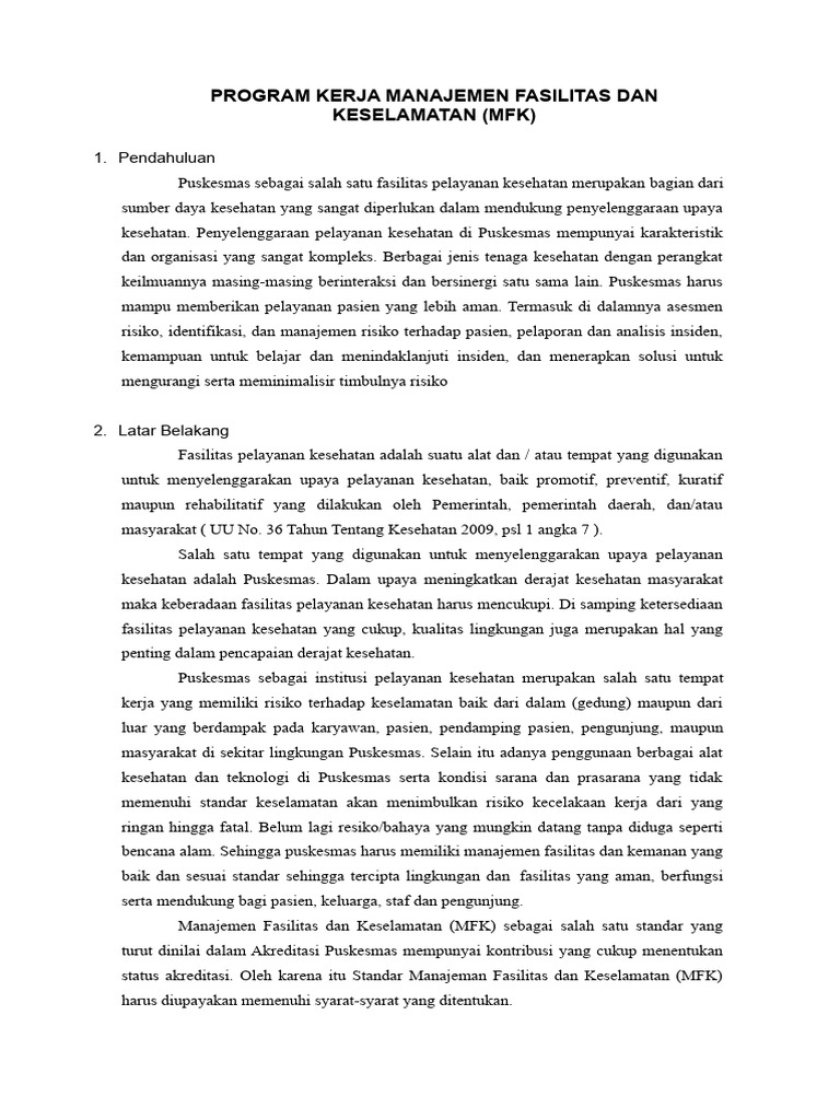 Program Kerja MFK | PDF