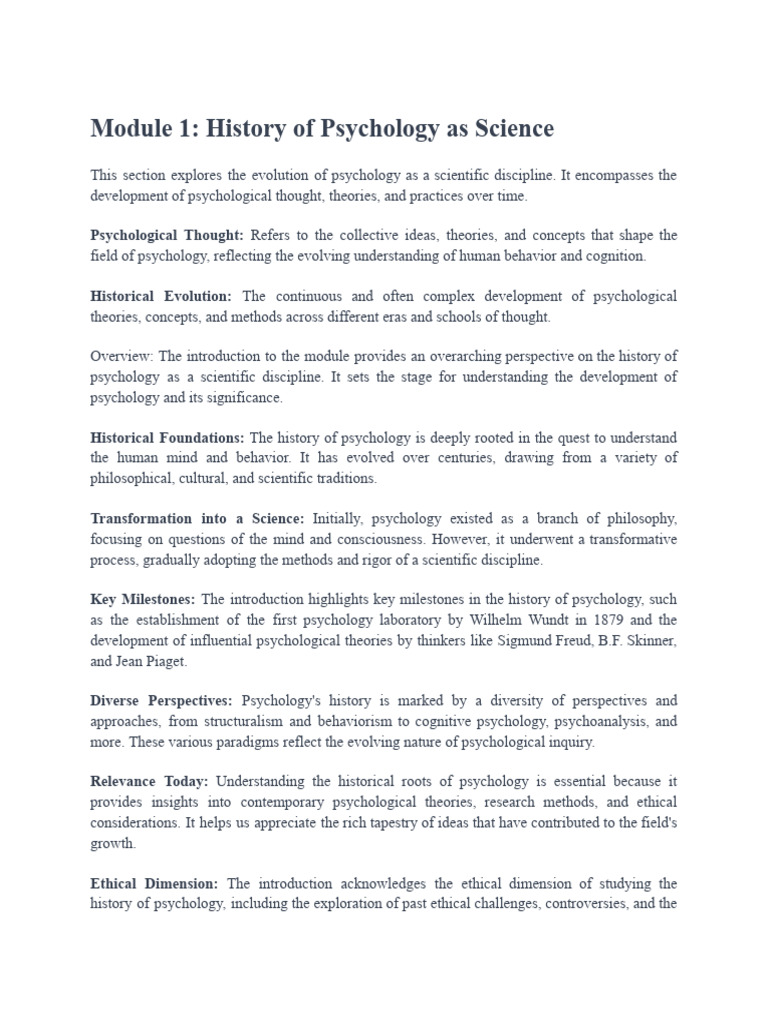 Module 1 Schools of Psychology Msc Sem 1 Notes | PDF