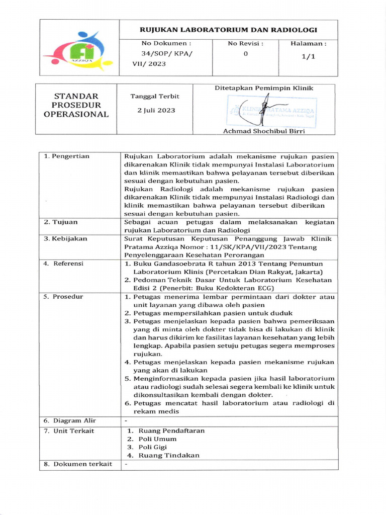 Sop Laboratorium | PDF
