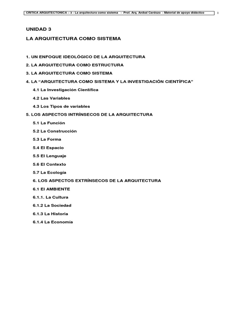 Unidad 3 Arquitectura Como Sistema | PDF | Método científico | Existencialismo