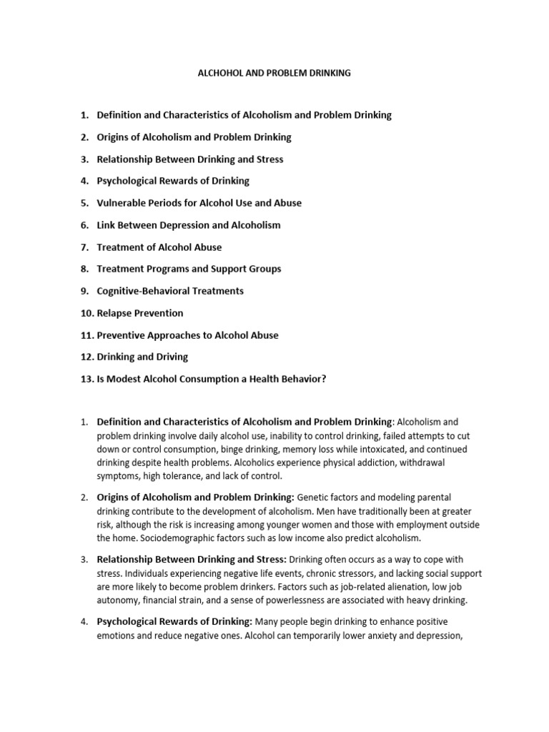 Alchohol and Problem Drinking #7 | PDF | Alcoholism | Cognitive ...