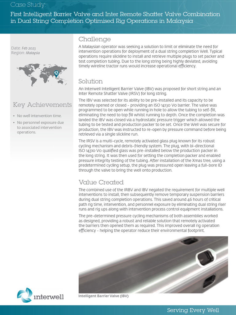 Intelligent Valve Solution for Dual String Completion in Malaysia | PDF ...