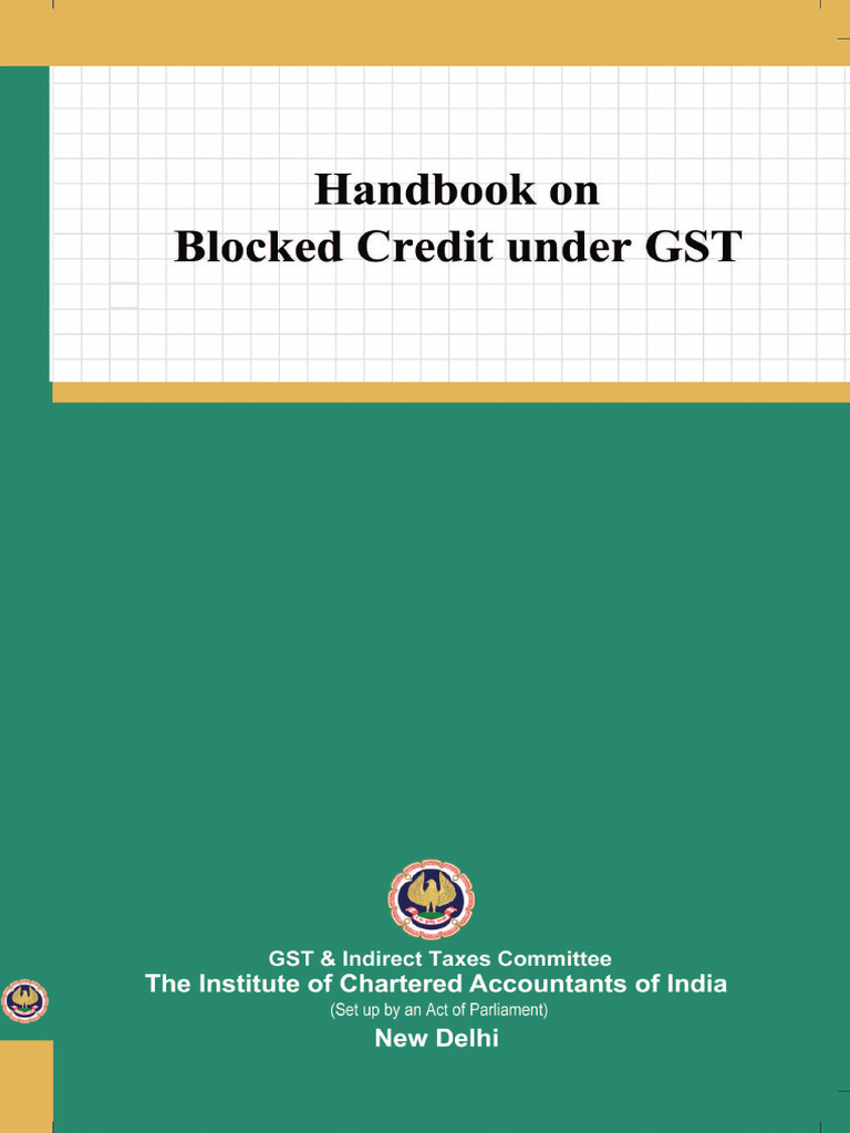 Handbook On Blocked Credit Under GST | Download Free PDF | Value Added ...