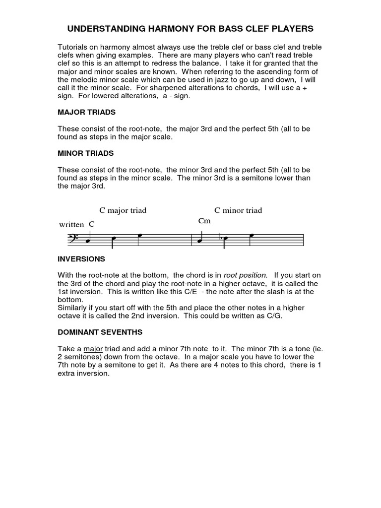 Bass Clef Harmony Essentials | PDF | Minor Scale | Chord (Music)