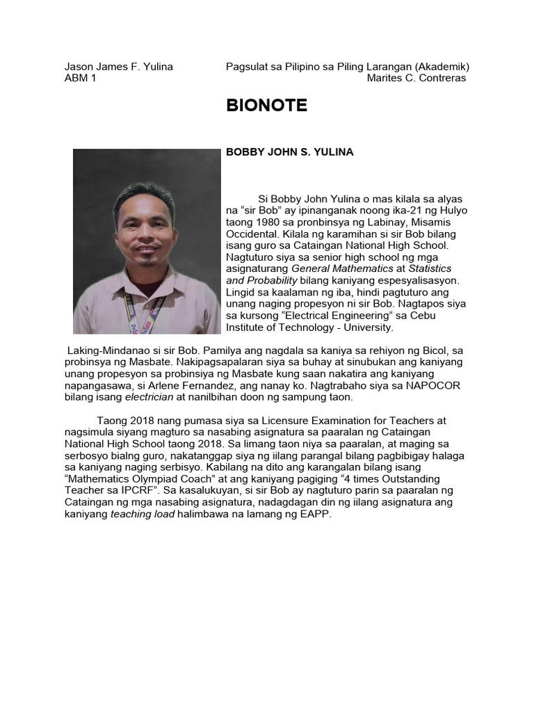 Bionote | PDF