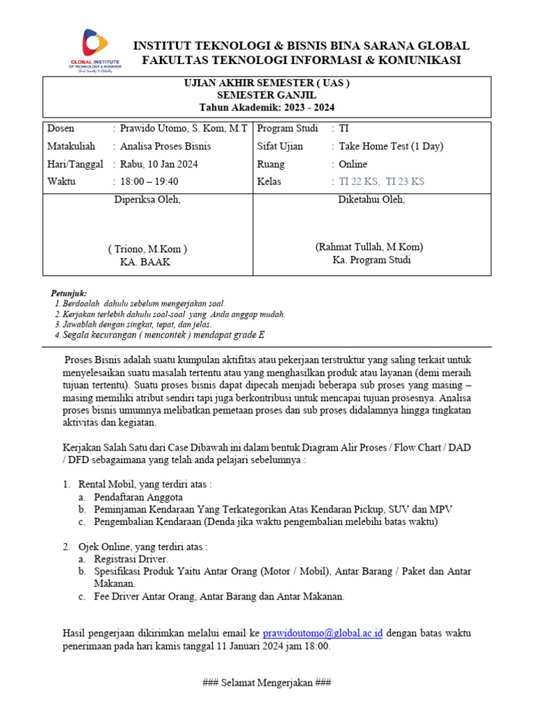 UAS Analisa Proses Bisnis | PDF