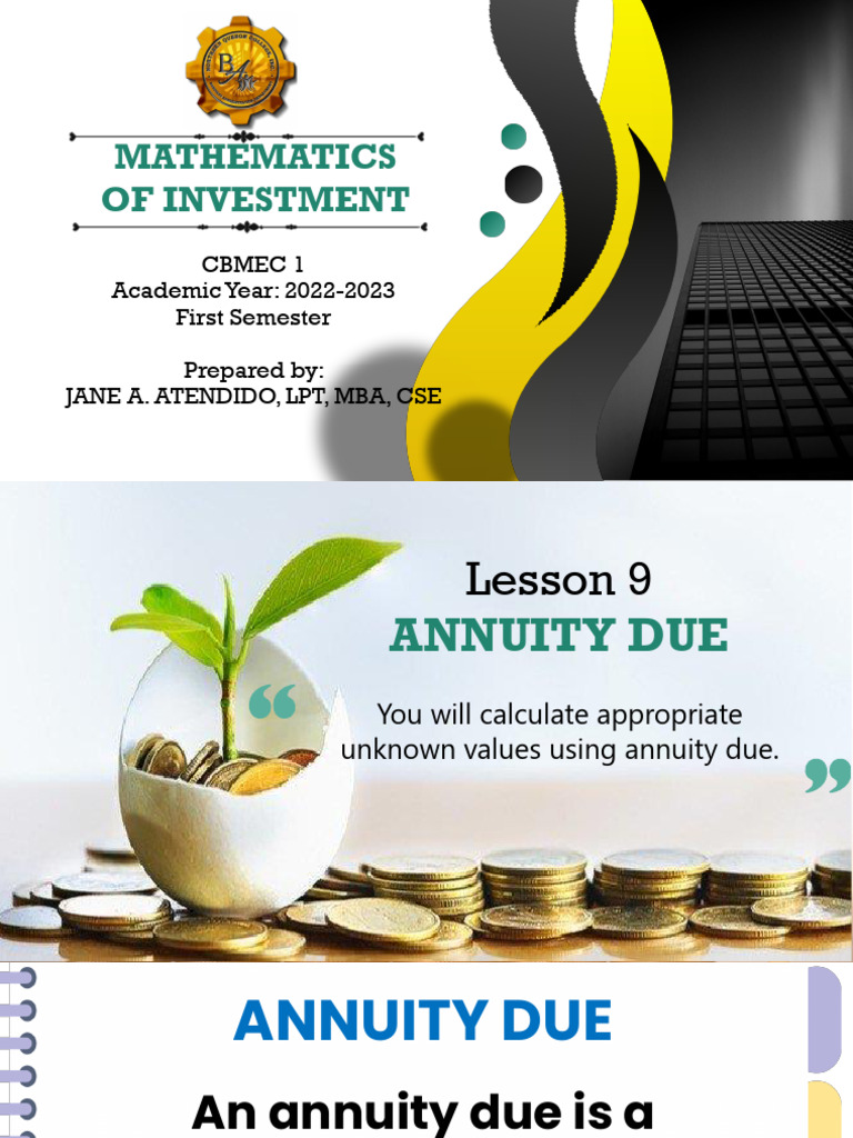 Math of Investment Lesson 9 16 | PDF | Depreciation | Bonds (Finance)