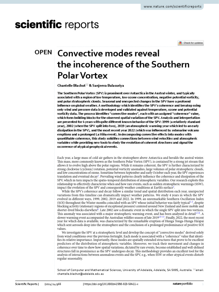 Convective Modes Reveal The Incoherence of The Southern Polar Vortex ...