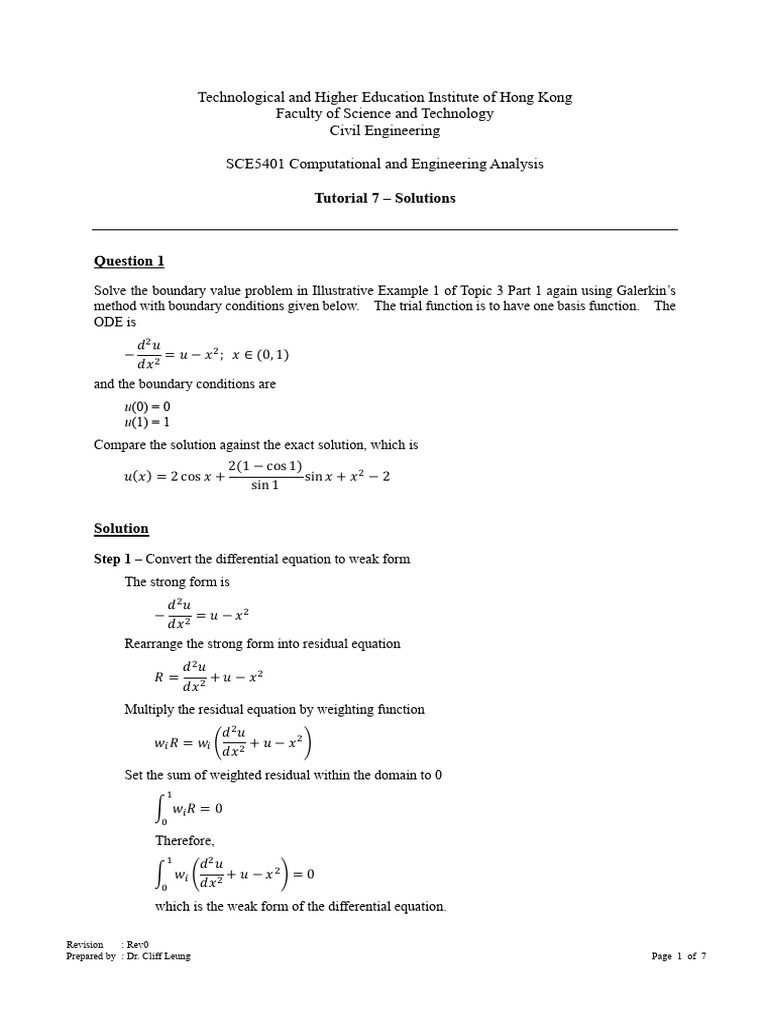 Sce5401 Ay21-22-S2 Tutr7-Sol (R0) | PDF | Equations | Function ...