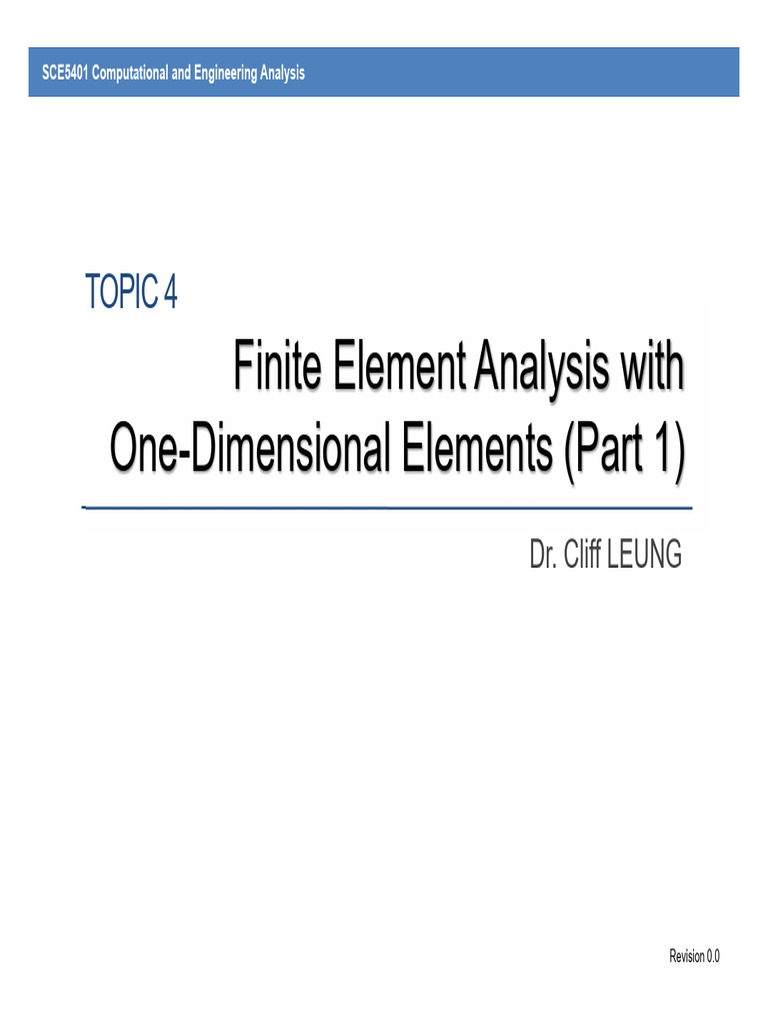 Topic 4-1 FE Analysis With One-Dimensional Elements (Part 1) (R0) | PDF | Finite Element Method ...