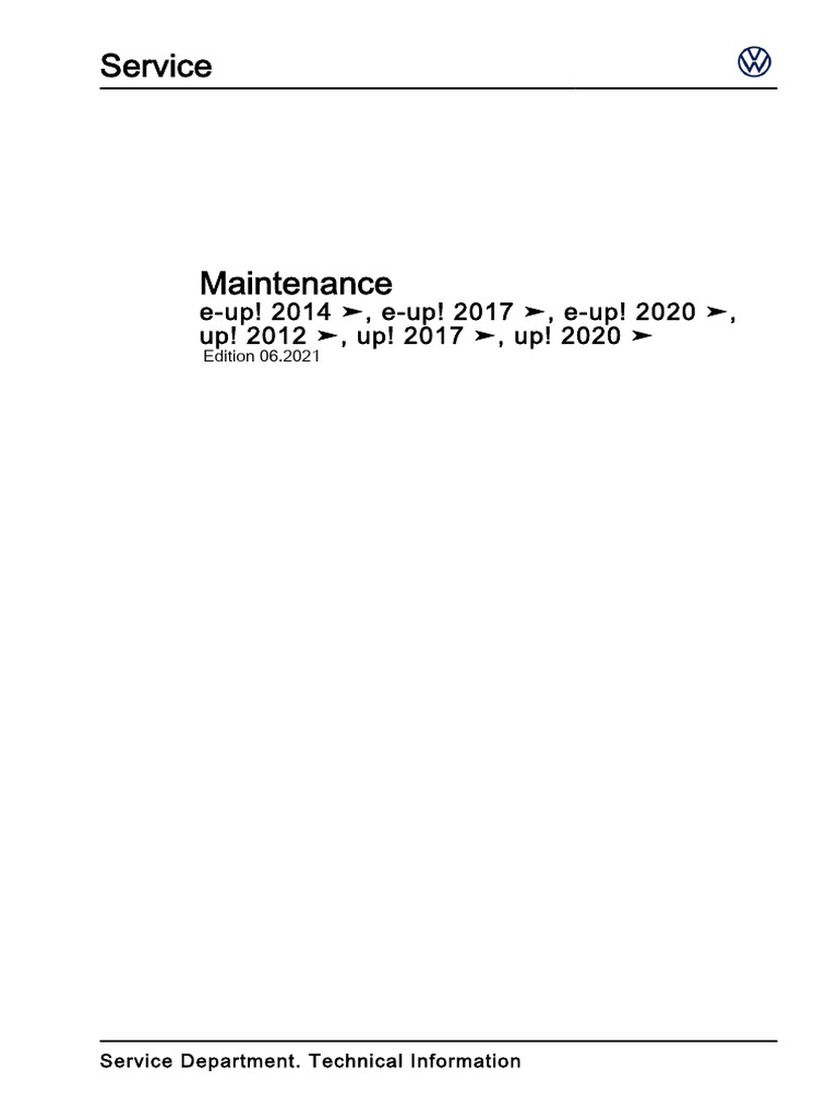 VW Up Maintenance Schedule 2021 | PDF | Brake | Vehicles