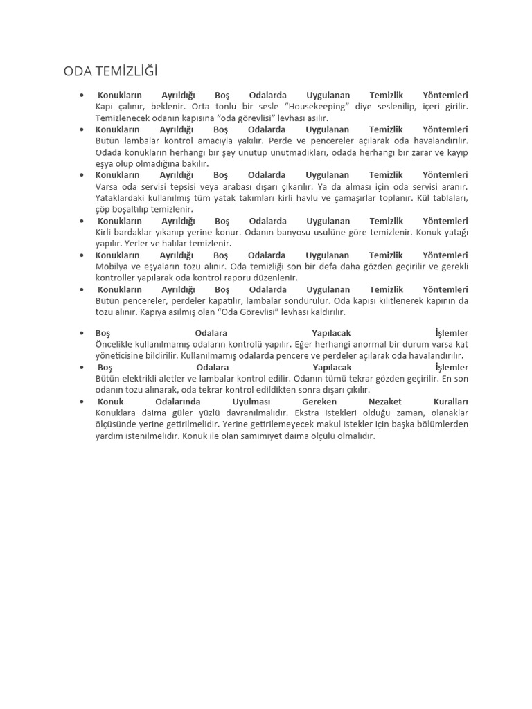 Oda Temi̇zli̇ği̇ | PDF