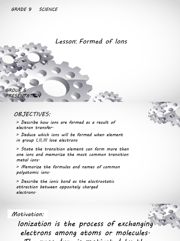 Lesson Sa Science | PDF | Ion | Ionic Bonding