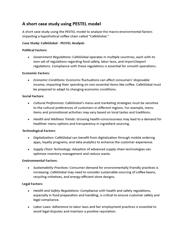 PESTEL Analysis of CaféGlobal Coffee Chain | PDF | Supply Chain ...