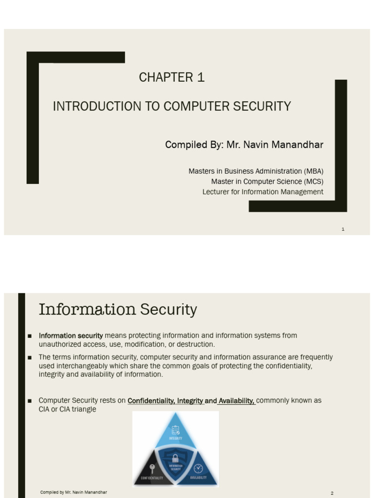 Chapter 1 Pdf Information Security Security Technology