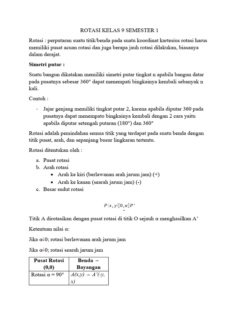 Hasil Rotasi Titik dalam Koordinat | PDF