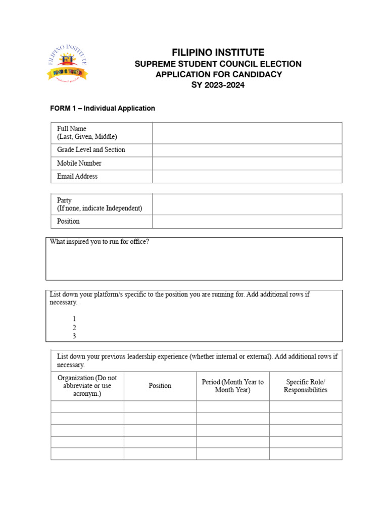 Candidacy Application Form | PDF | Public Law | Justice