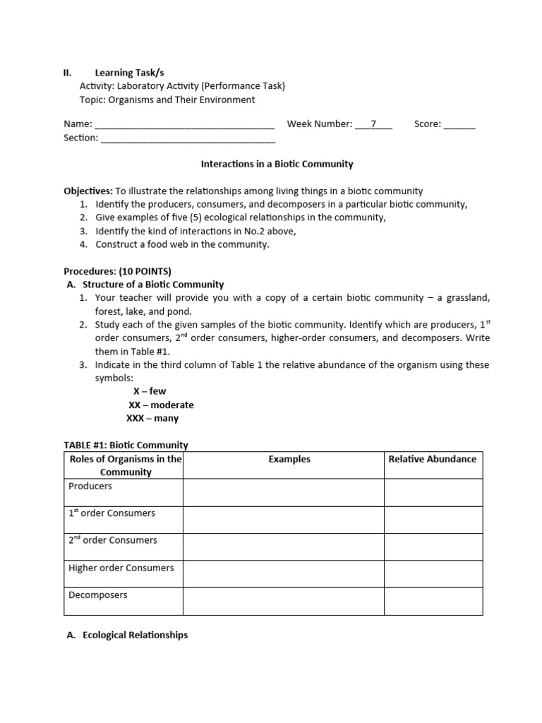 Biology Week7 Learning Task Pdf Ecosystem Ecology