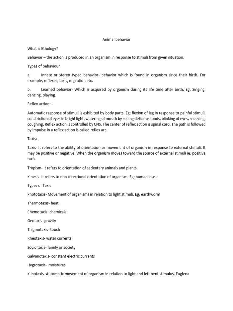 Animal Behaviour | PDF | Biodiversity | Instinct