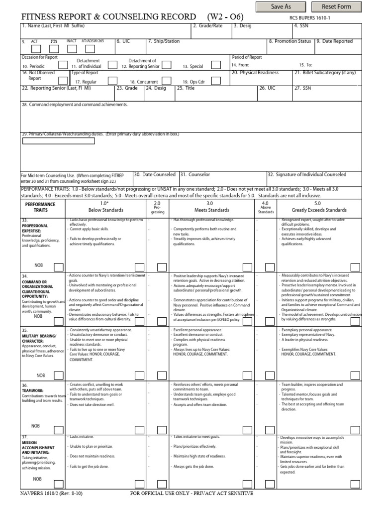 NAVPERS 1610/2 (Rev. 8-10) | PDF | Leadership | Mentorship