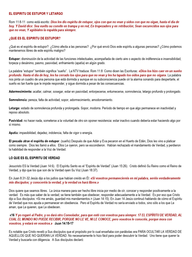 Espíritu de Estupor y Letargo en la Biblia | PDF | Cristo (título) | Jesús