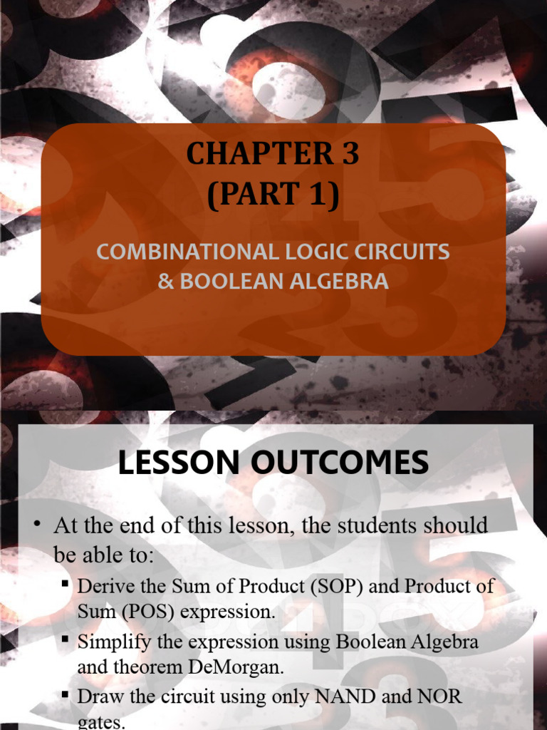 Chapter 4 - Boolean Algebra-PART1 | PDF | Logic Gate | Boolean Algebra Chapter 4 - Boolean Algebra-PART1 | PDF | Logic Gate | Boolean Algebra