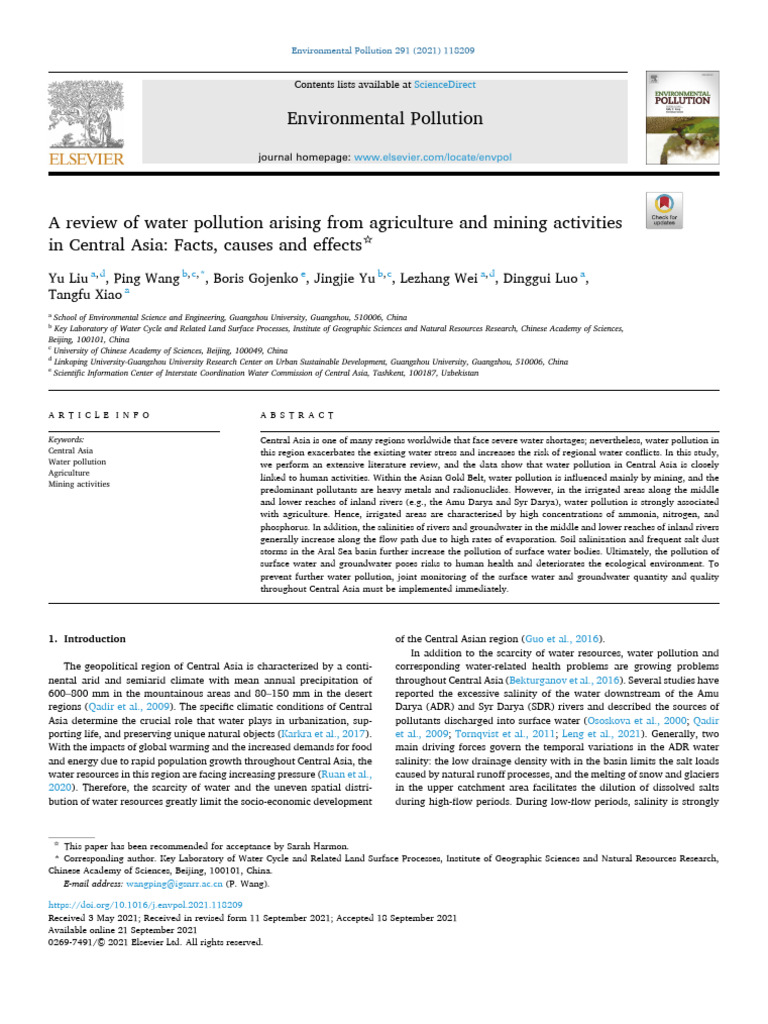 Doran A Review of Water Pollution | PDF