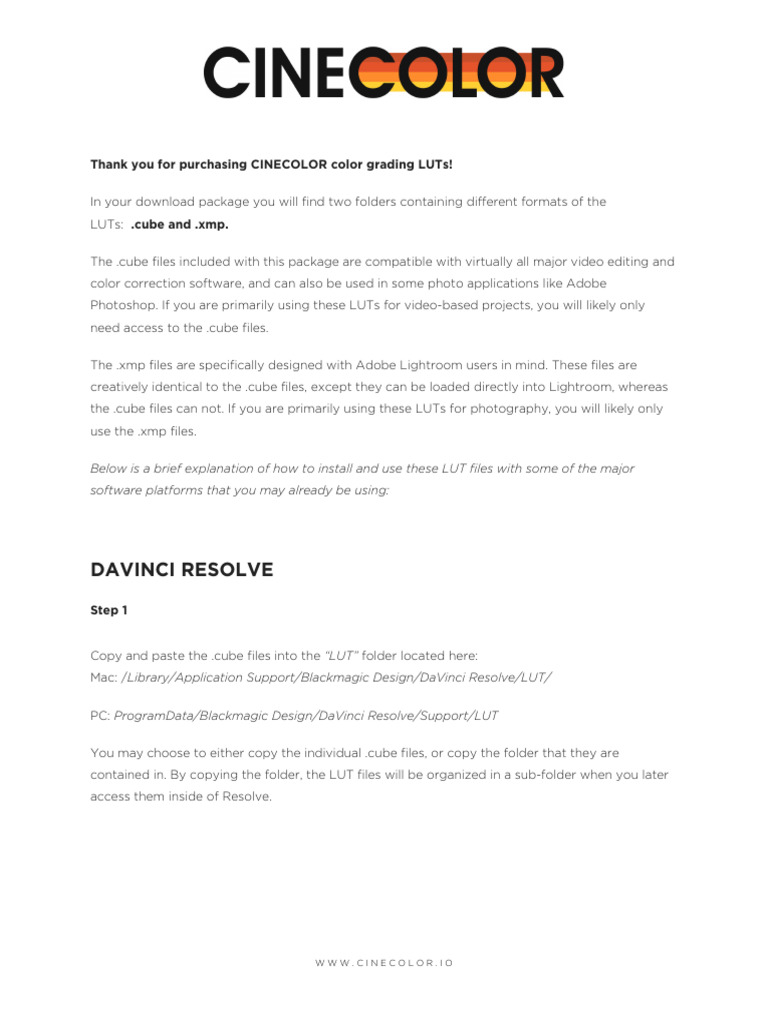 Cinecolor Installation Instructions | Download Free PDF | Adobe ...