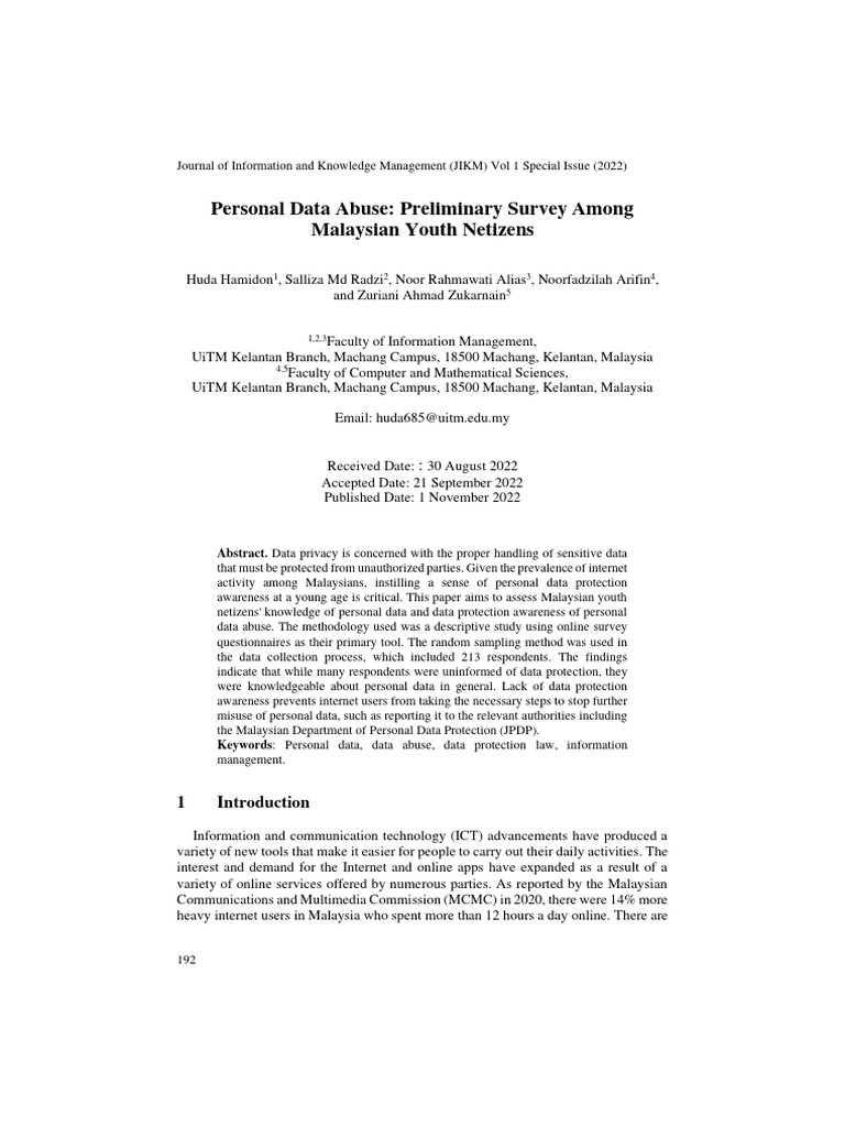 192 210 Personal Data Abuse Preliminary | PDF