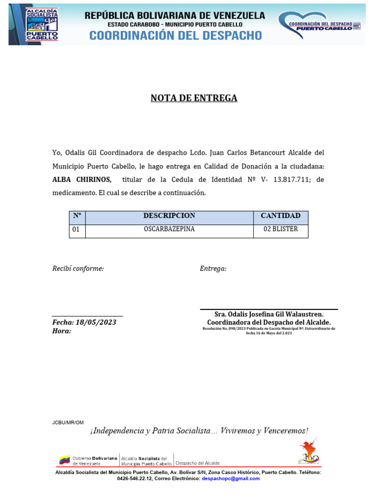 Notas de Entregas 2023 Odalis Gil | PDF