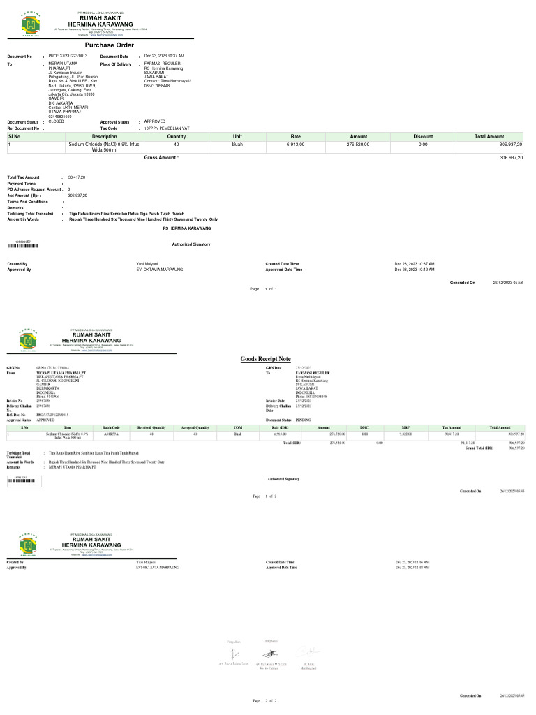 Purchase Order: SL - No. Description Quantity Unit Rate Amount Discount Total Amount | PDF ...