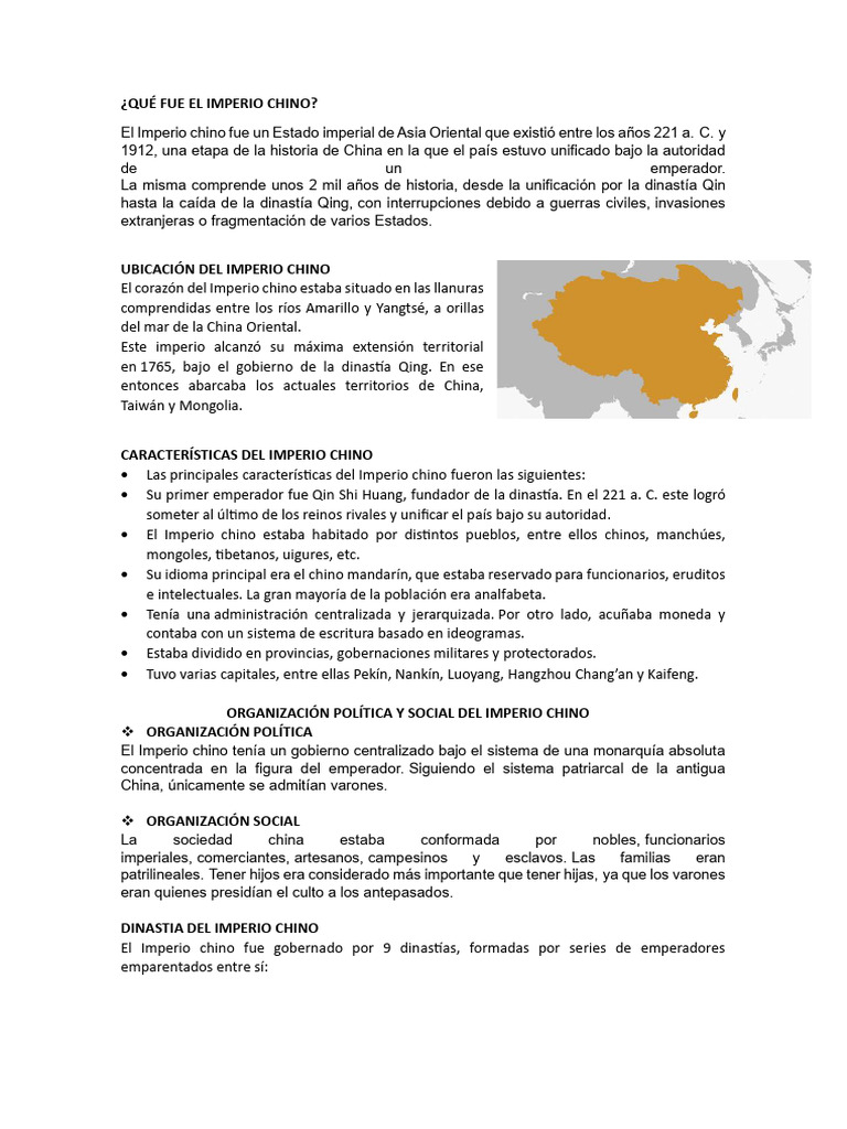Características del Imperio Chino | PDF | dinastia Qing | China