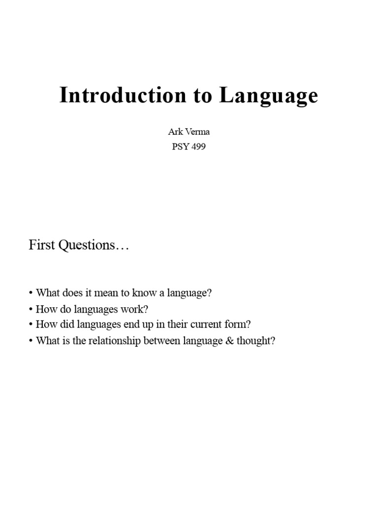 Introduction To Language - PSY499 - 1 | PDF | Chimpanzee | Language ...